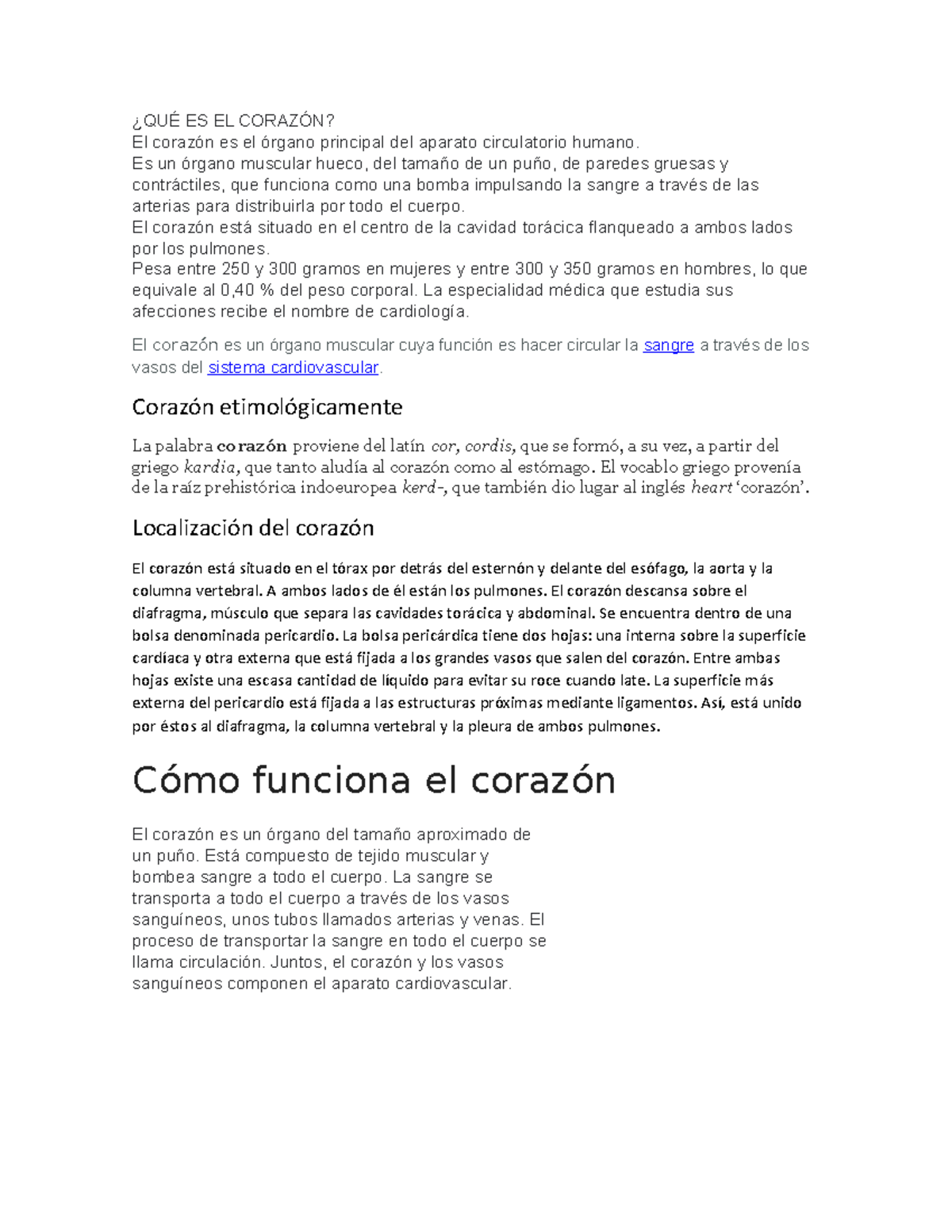 QUÉ ES EL Corazón - ¿QUÉ ES EL CORAZÓN? El corazón es el órgano ...