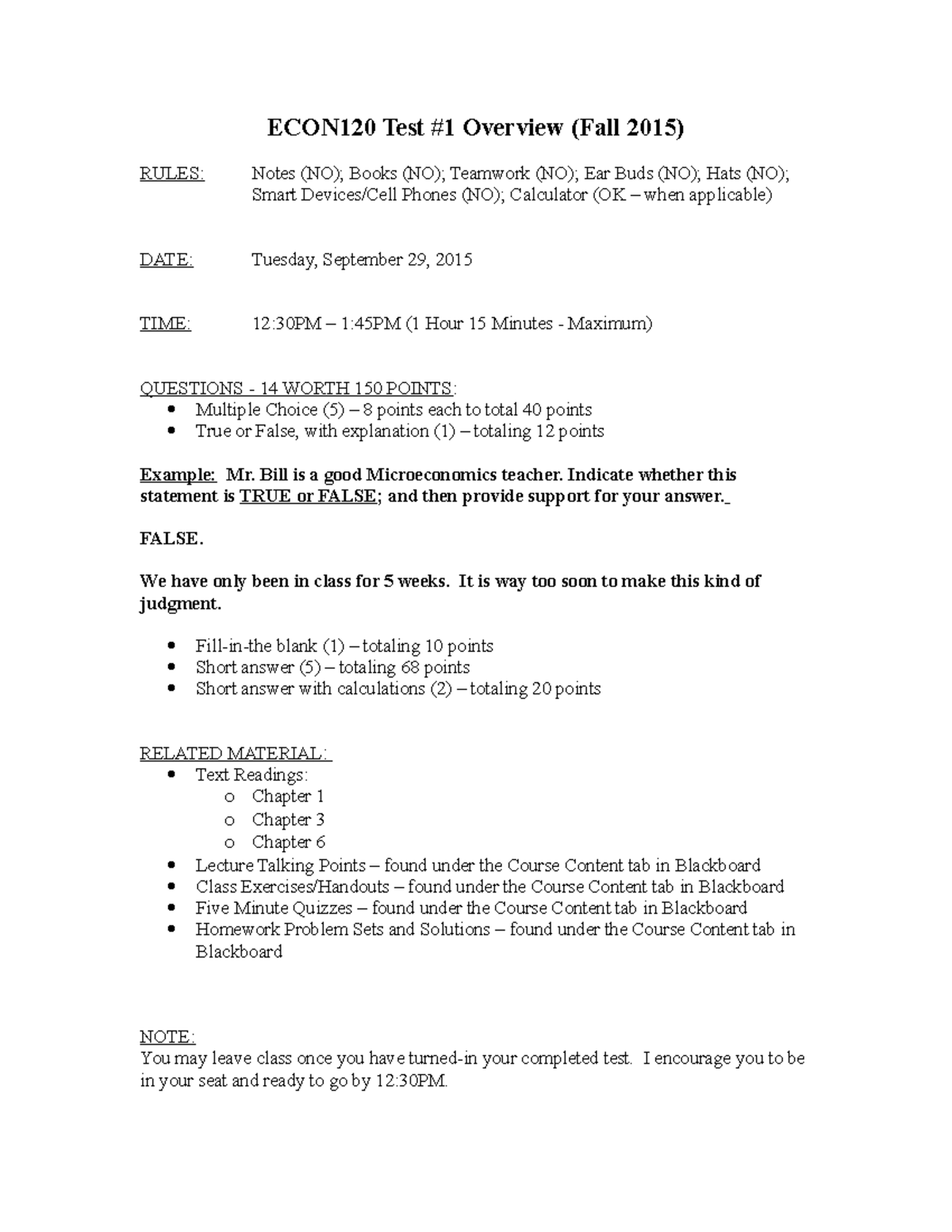 ECON120Test#1Overview(Fall2015 ) - ECON120 Test Overview (Fall 2015 ...