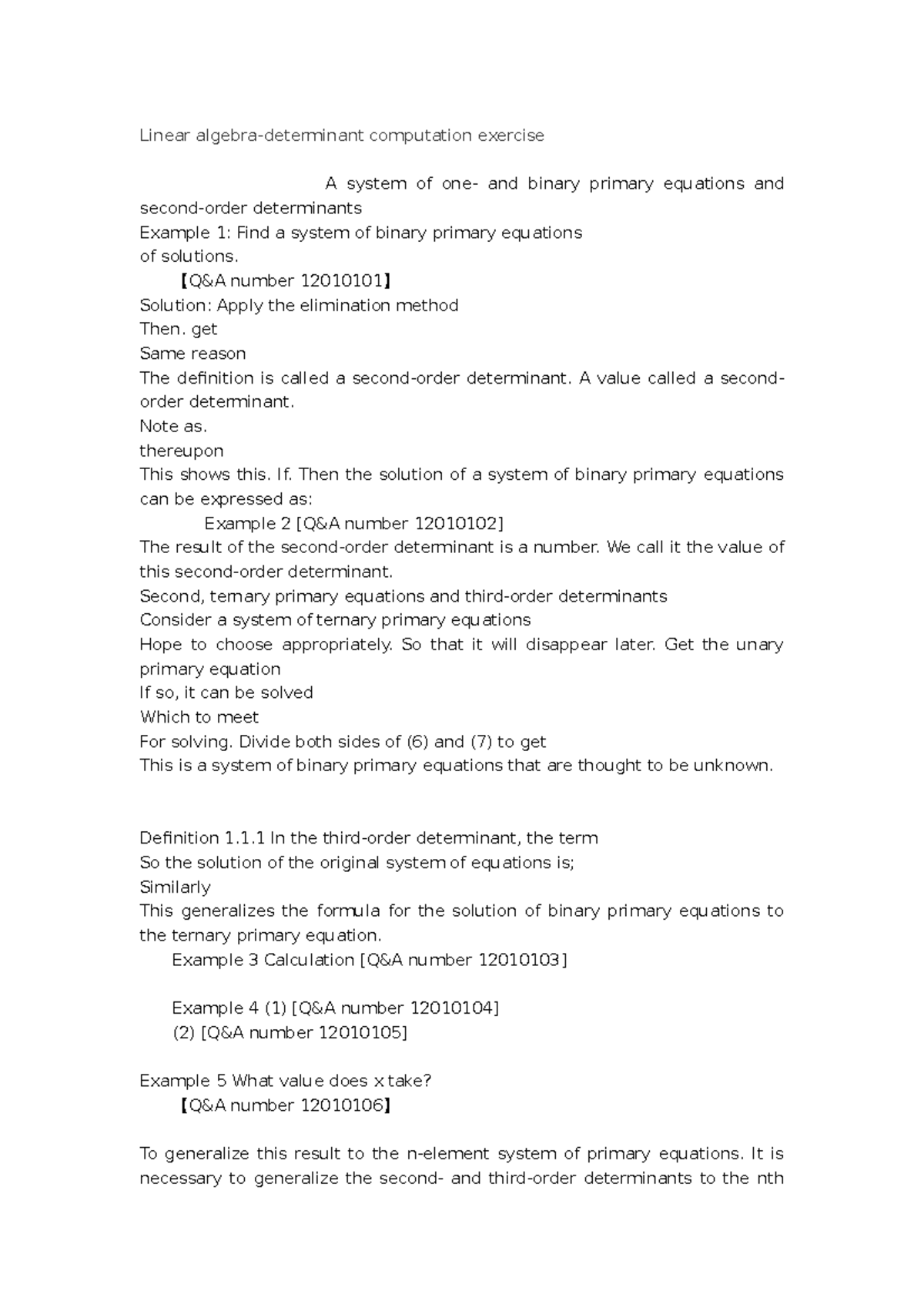 SOLH103CT-Linear algebra-determinant computation exercise - Linear ...