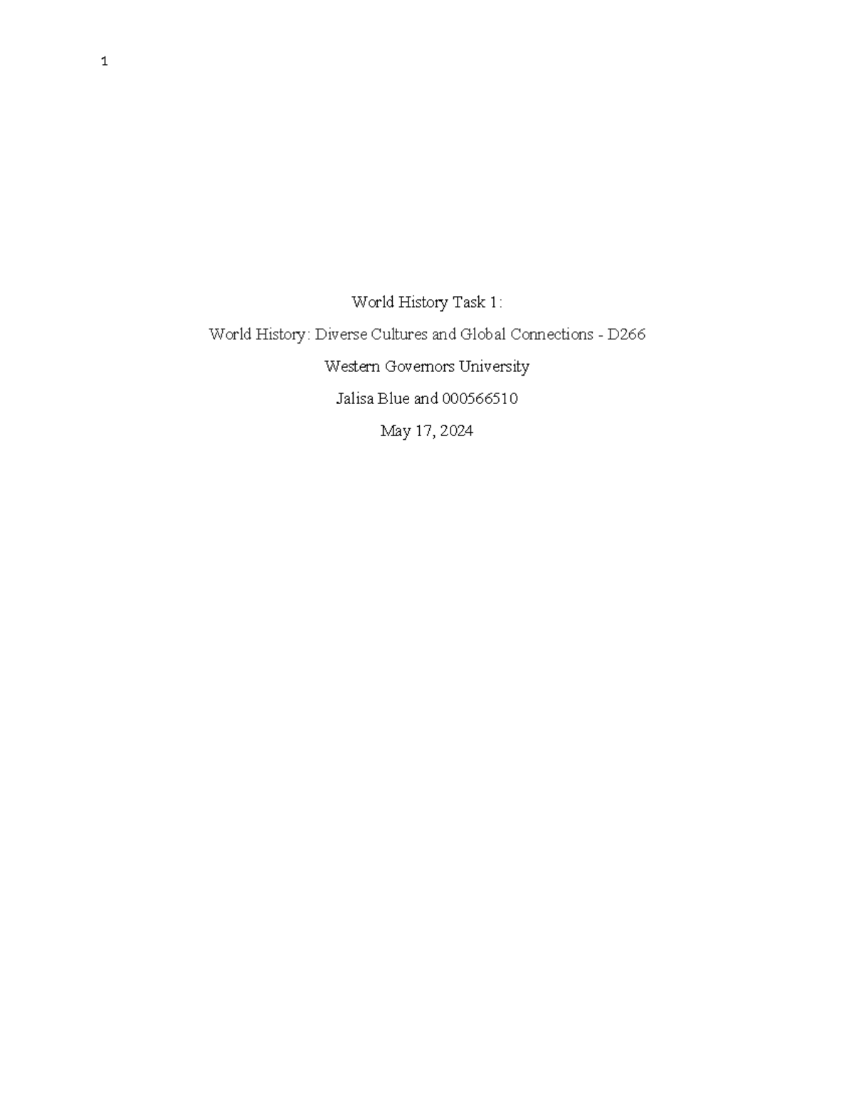 D266 Task 1 - The course focuses on three main topics- cultural and ...