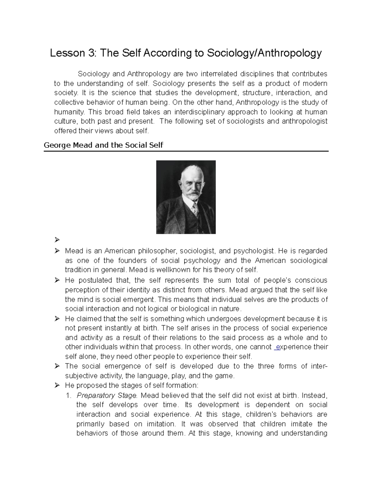 GED 101 Lesson 3 - UNDERSTANDING THE SELF LECTURES - Lesson 3: The Self According to - Studocu