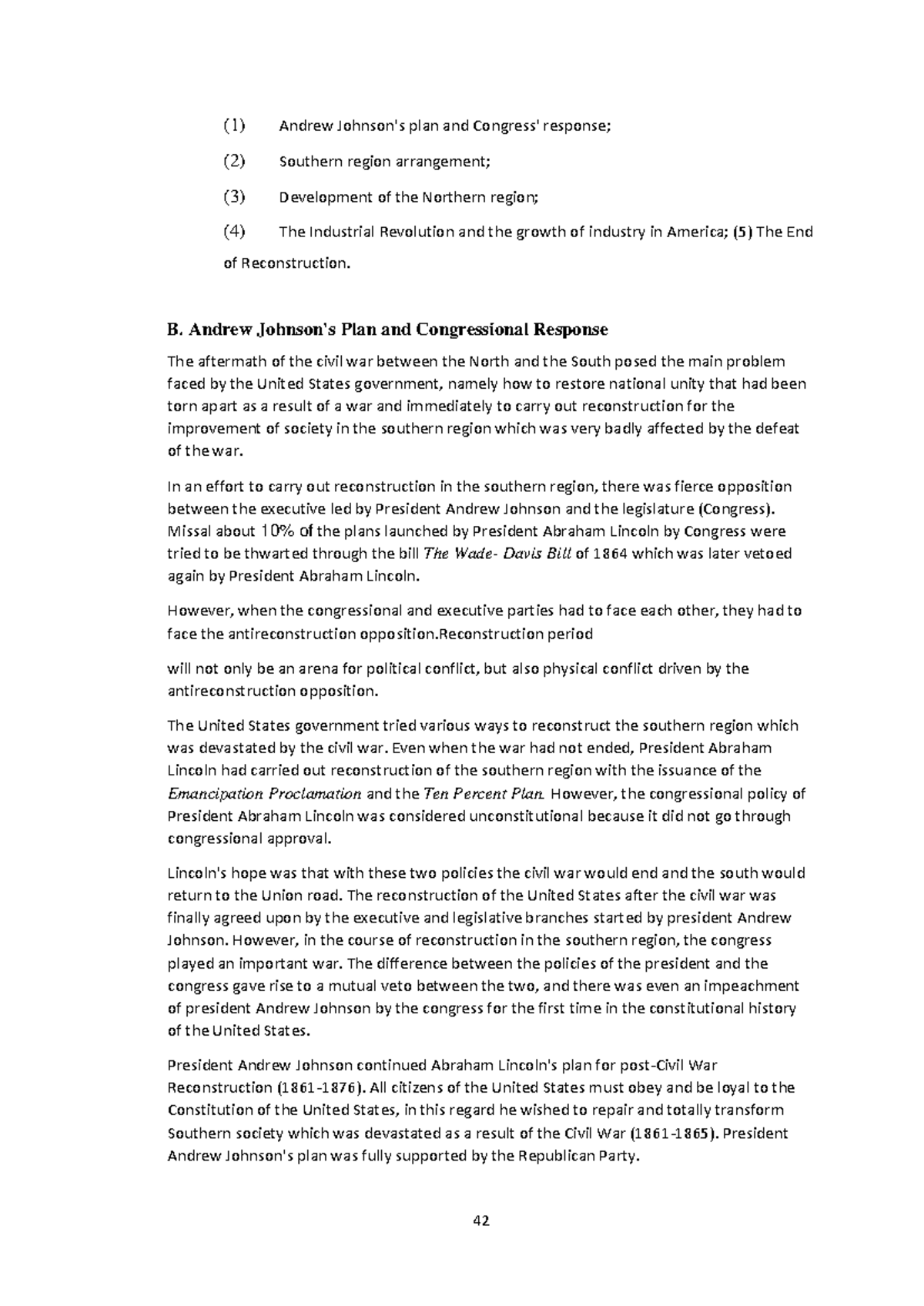 United State of America I-22 - 42 (1) Andrew Johnson's plan and ...