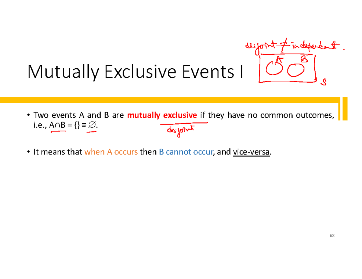 Day 3 Quantatative Techniques - Mutually Exclusive Events I Two events ...