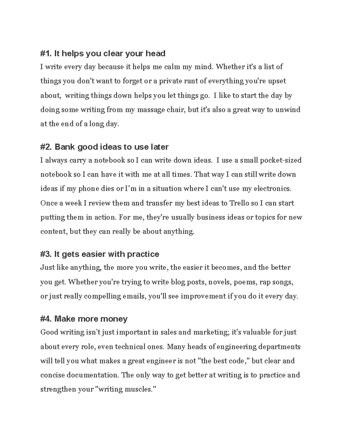 Write Every Day - more detail notes - #1. It helps you clear your head ...