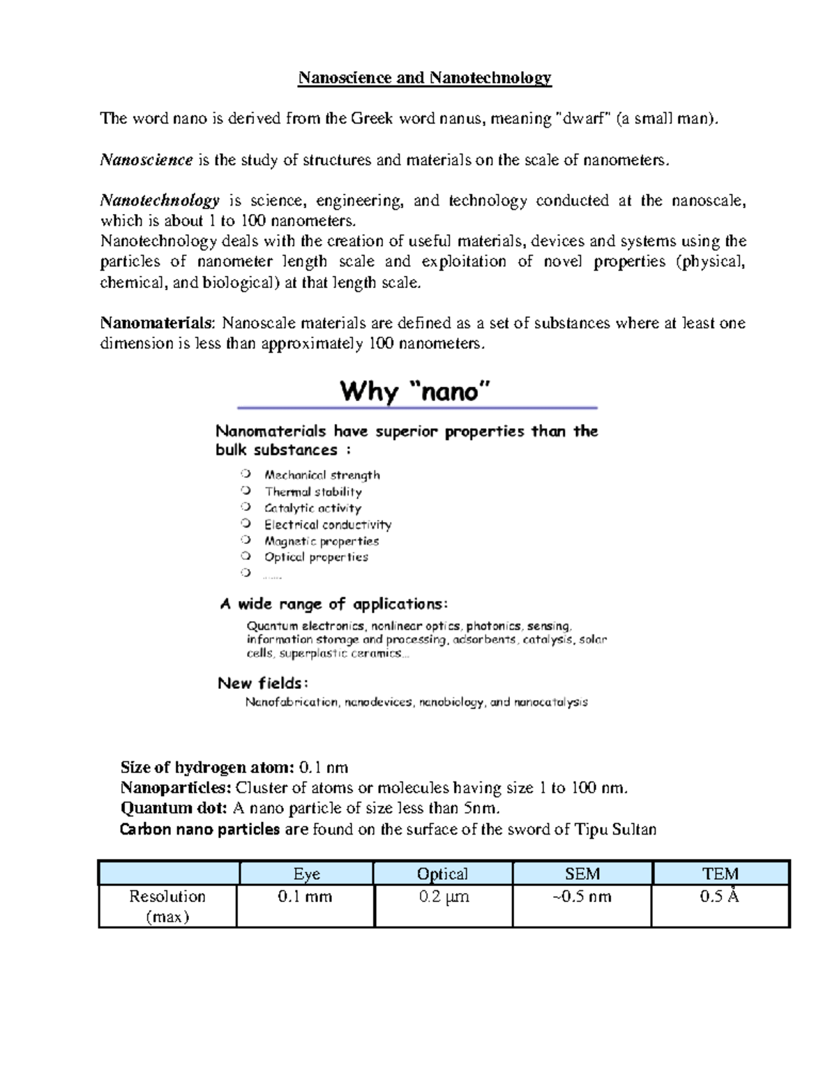 Nanotechnology - Nanoscience and Nanotechnology The word nano is ...