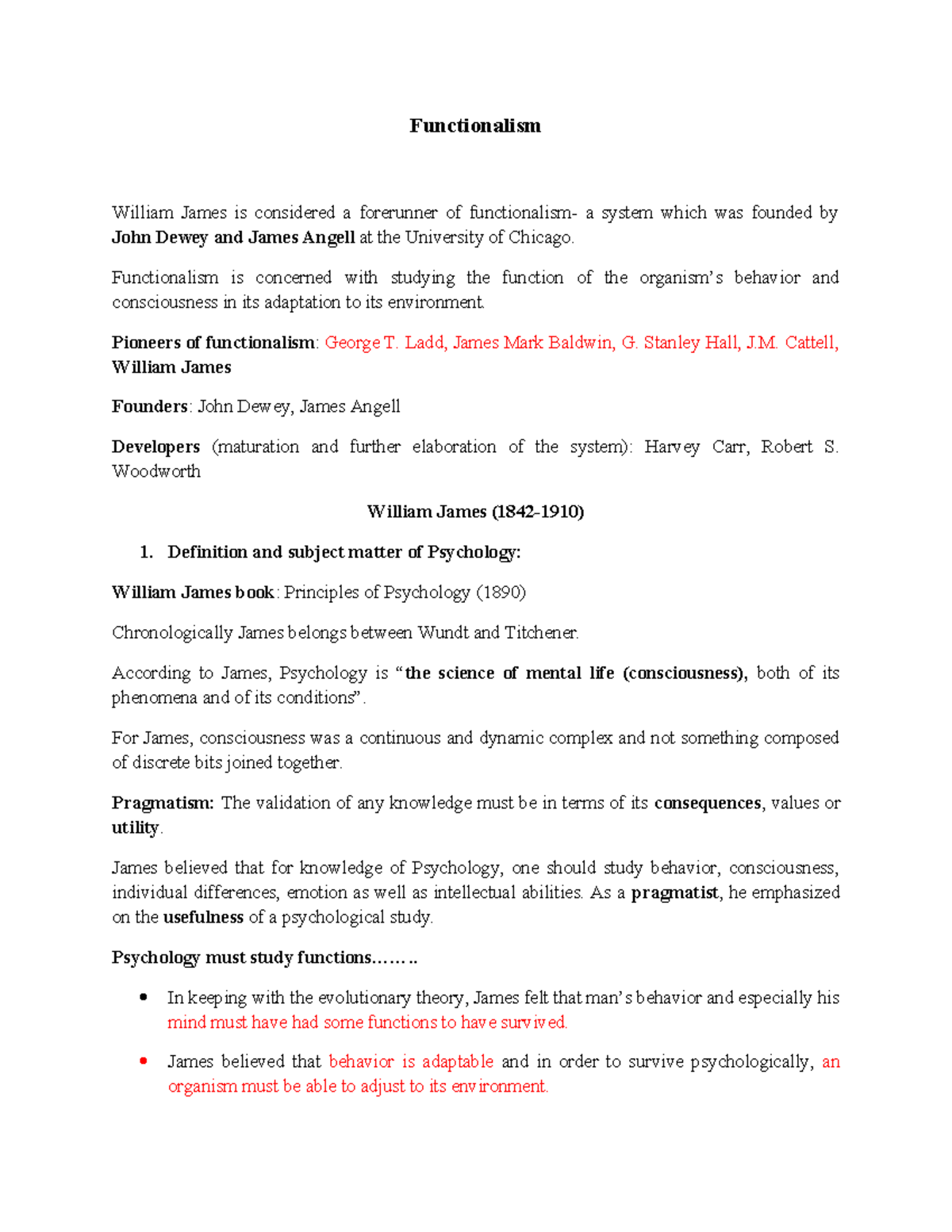 Functionalism copy - Functionalism William James is considered a ...