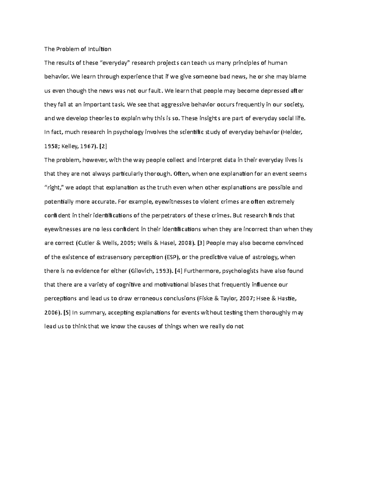 Problem-of-Intuition - The Problem of Intuition The results of these “everyday” research ...