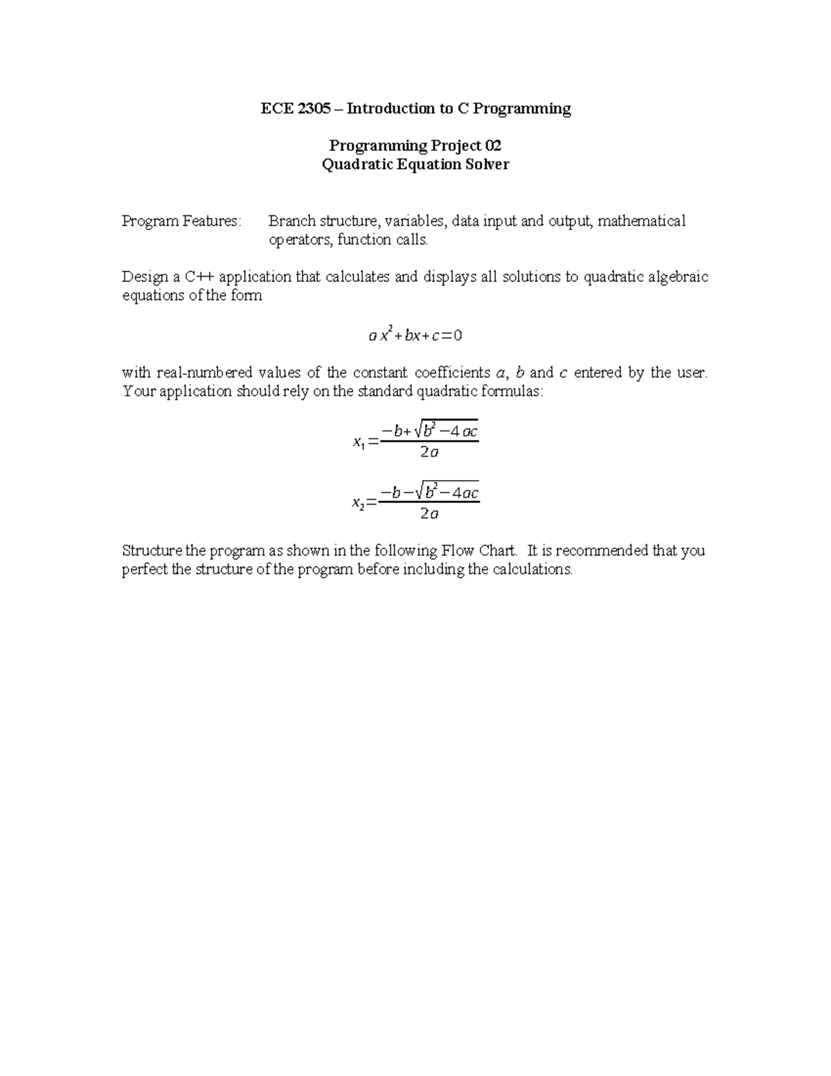 Ece 2305 Programming Project 02 Ece 2305 Introduction To C Programming Programming Project