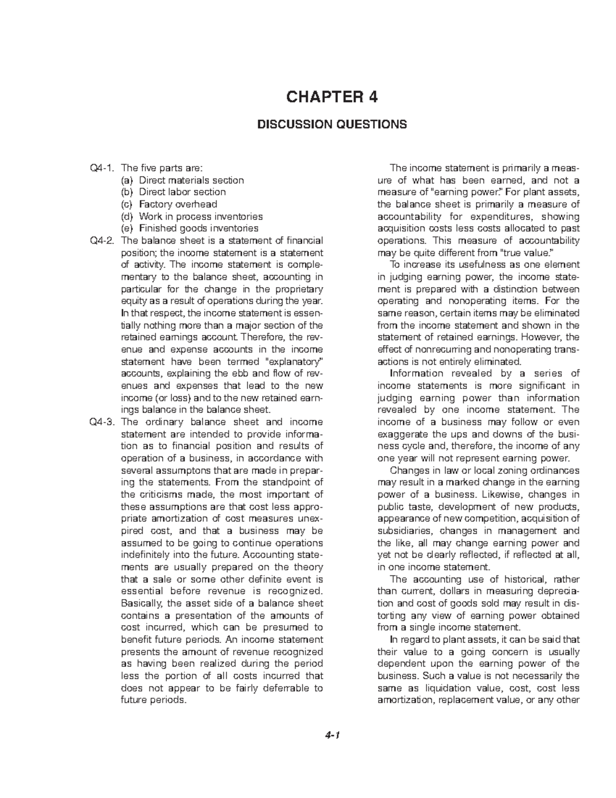Chapter 4 Discussion Questions - CHAPTER 4 DISCUSSION QUESTIONS The ...