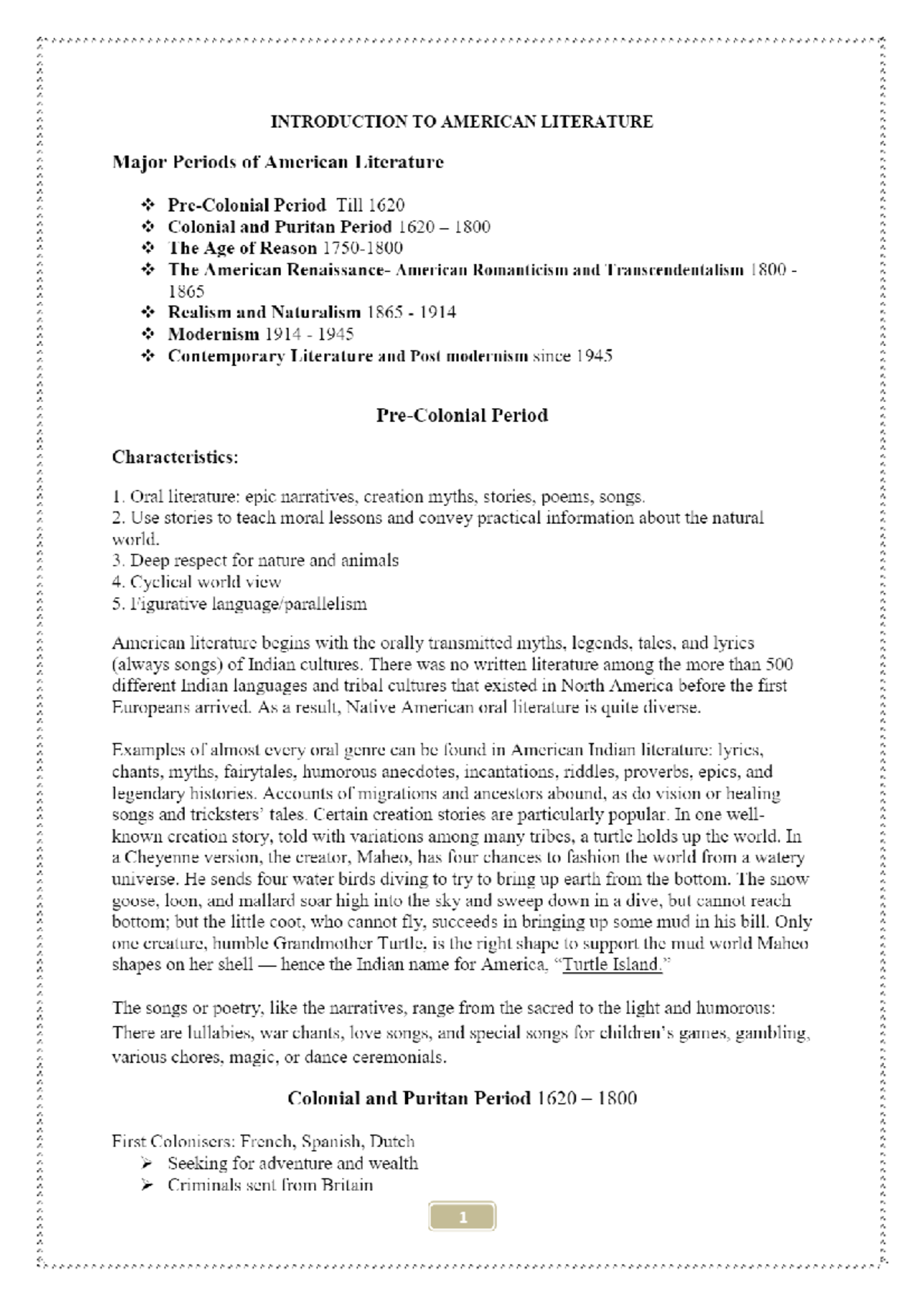 Introduction to american literature - JOU 101 - Studocu