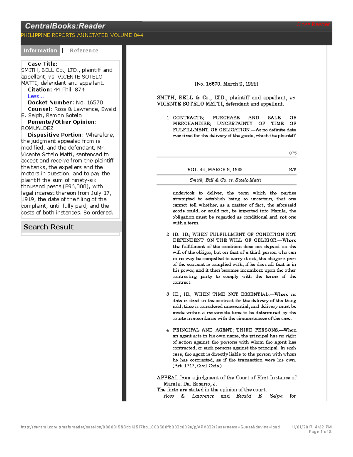 18 Smith, Bell Co. vs. Sotelo Matti - 1. 2. 3. 4. Information | Reference Case Title: SMITH ...