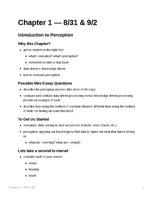 Chapter 7 Perception - Chapter 7 Perception Why this Chapter? we are ...