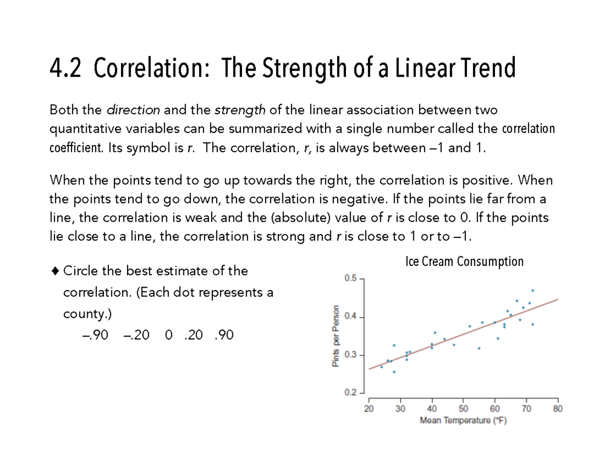 4.2 Correlation - stats - 4 .2 Correlation: The Strength of a Linear ...