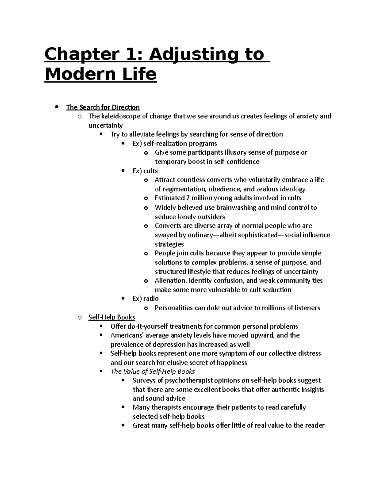 Chapter 1 Reading Notes - Chapter 1: Adjusting to Modern Life The ...