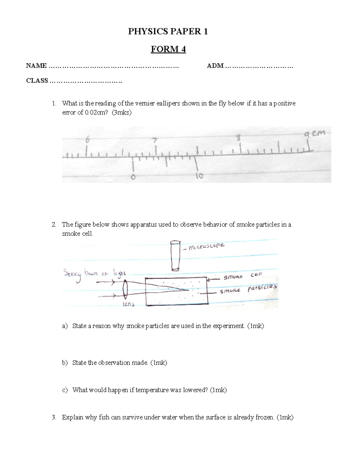 Physics FORM 4 PP1 - Good - PHYSICS PAPER 1 FORM 4 NAME - Studocu