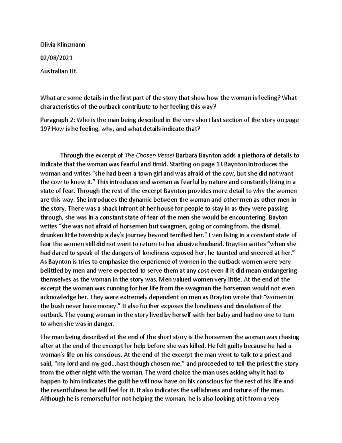 The Chosen Vessel- a long intuitive piece - FA 252 - FIT - Studocu