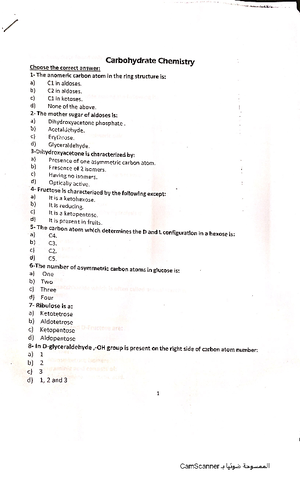CHO chemistry. Q.B. model answers - Carbohydrate Chemistry Q Which of ...