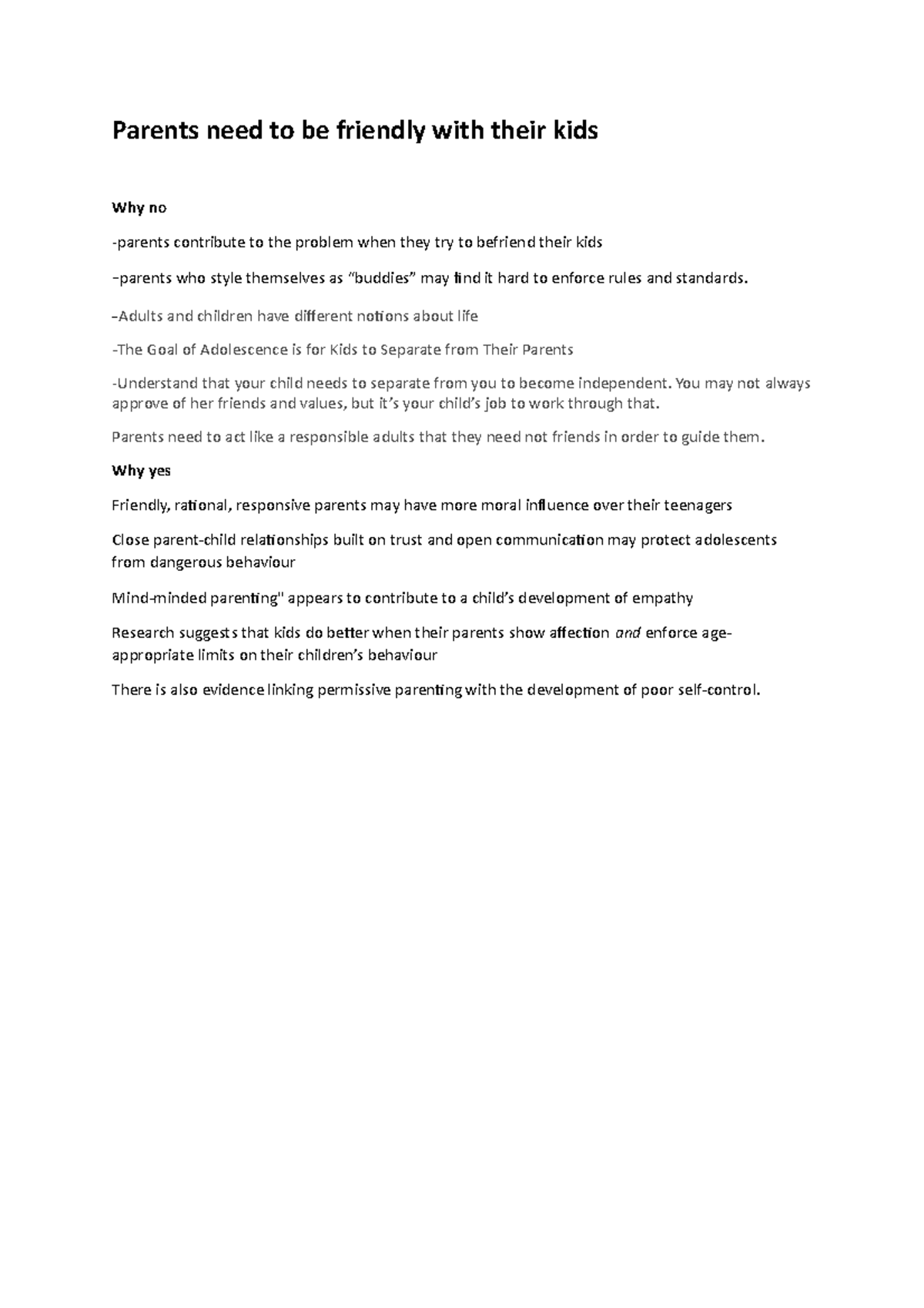 Parents need to be friendly with their kids - Adults and children have ...