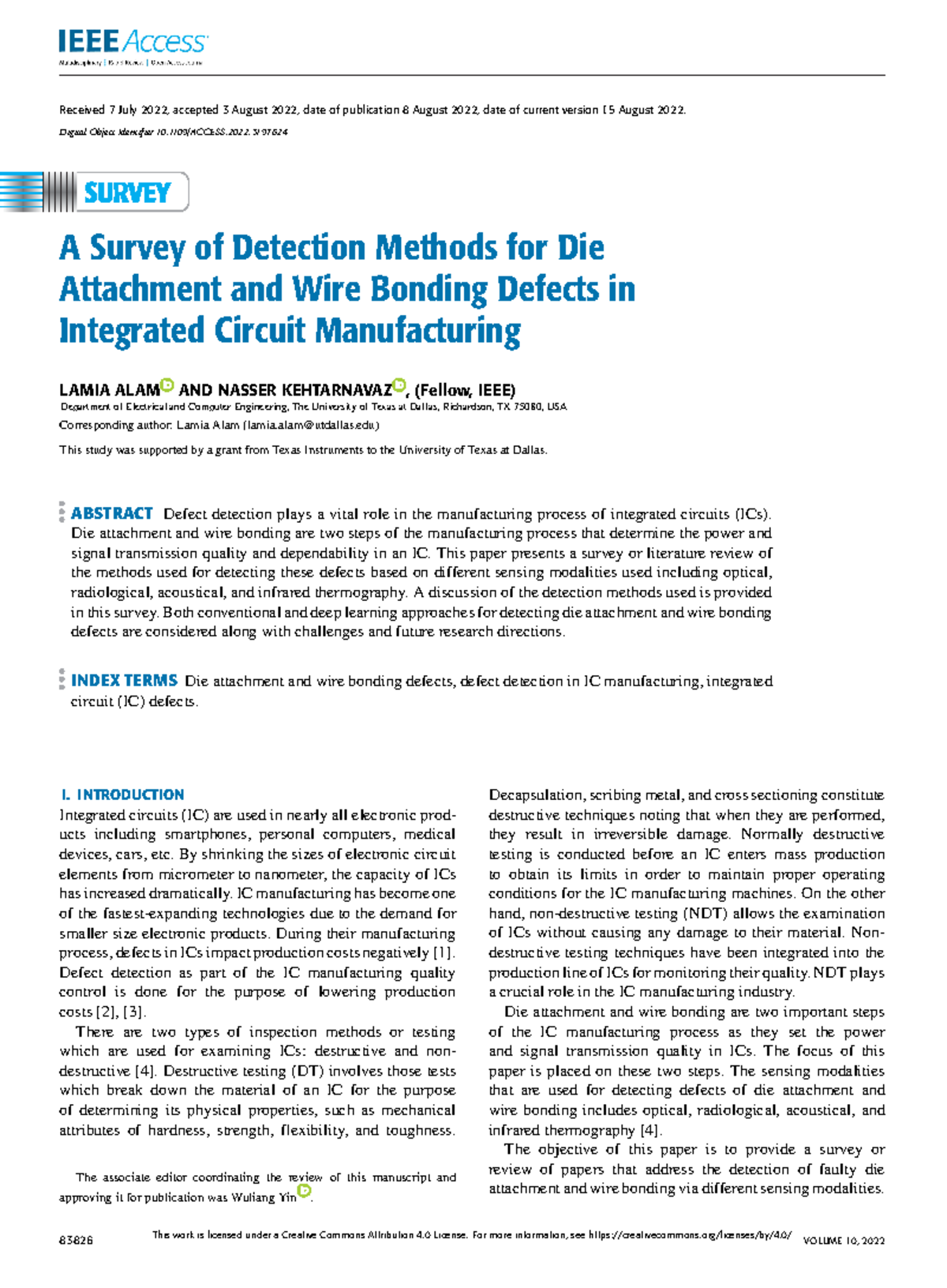 A Survey of Detection Methods for Die Attachment and Wire Bonding Defects in Integrated Circuit ...