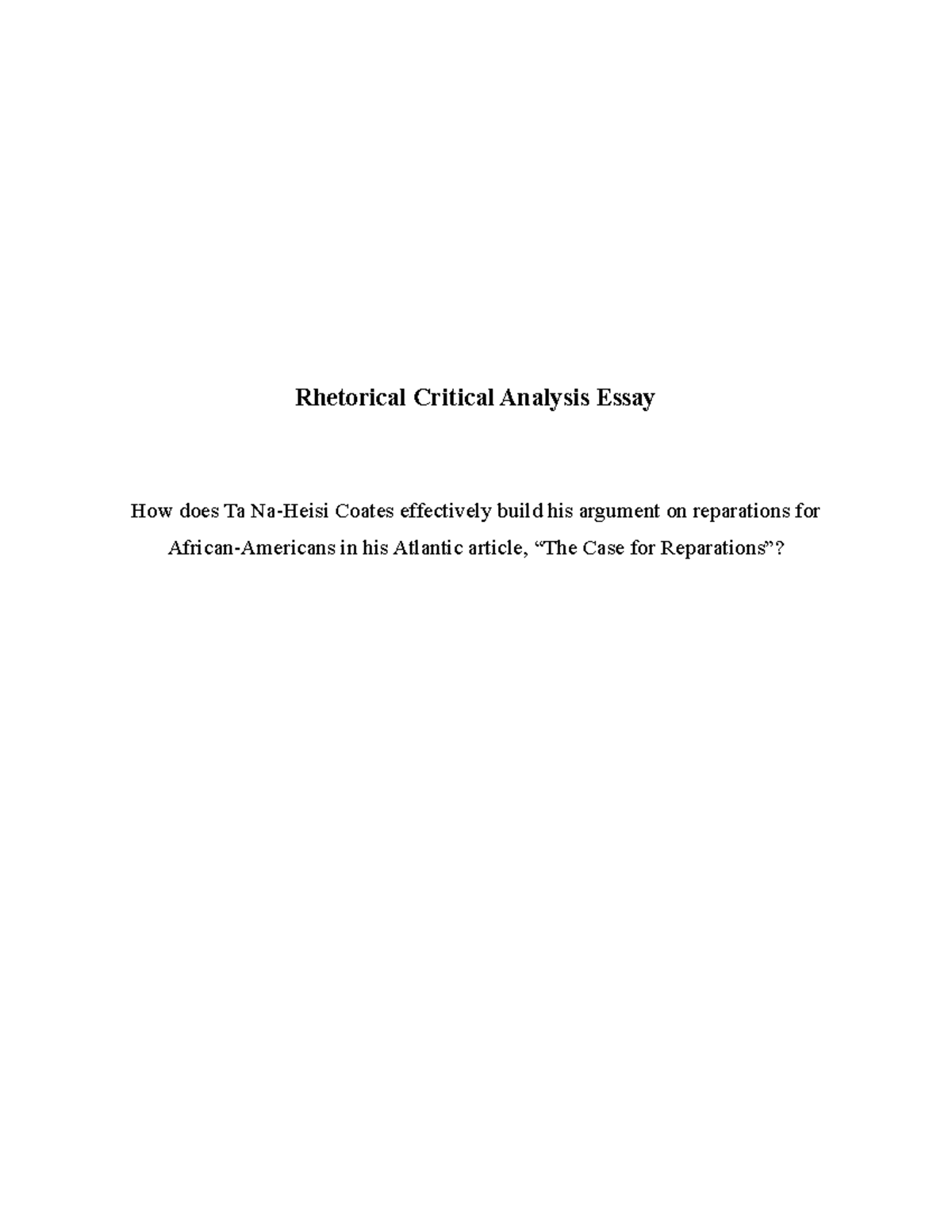 Final Rhetorical Critical Analysis Essay - Rhetorical Critical Analysis ...