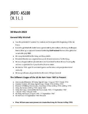 Aviation Notes Jrotc - AS100 freshman or first year - Chapter 1 Lesson ...
