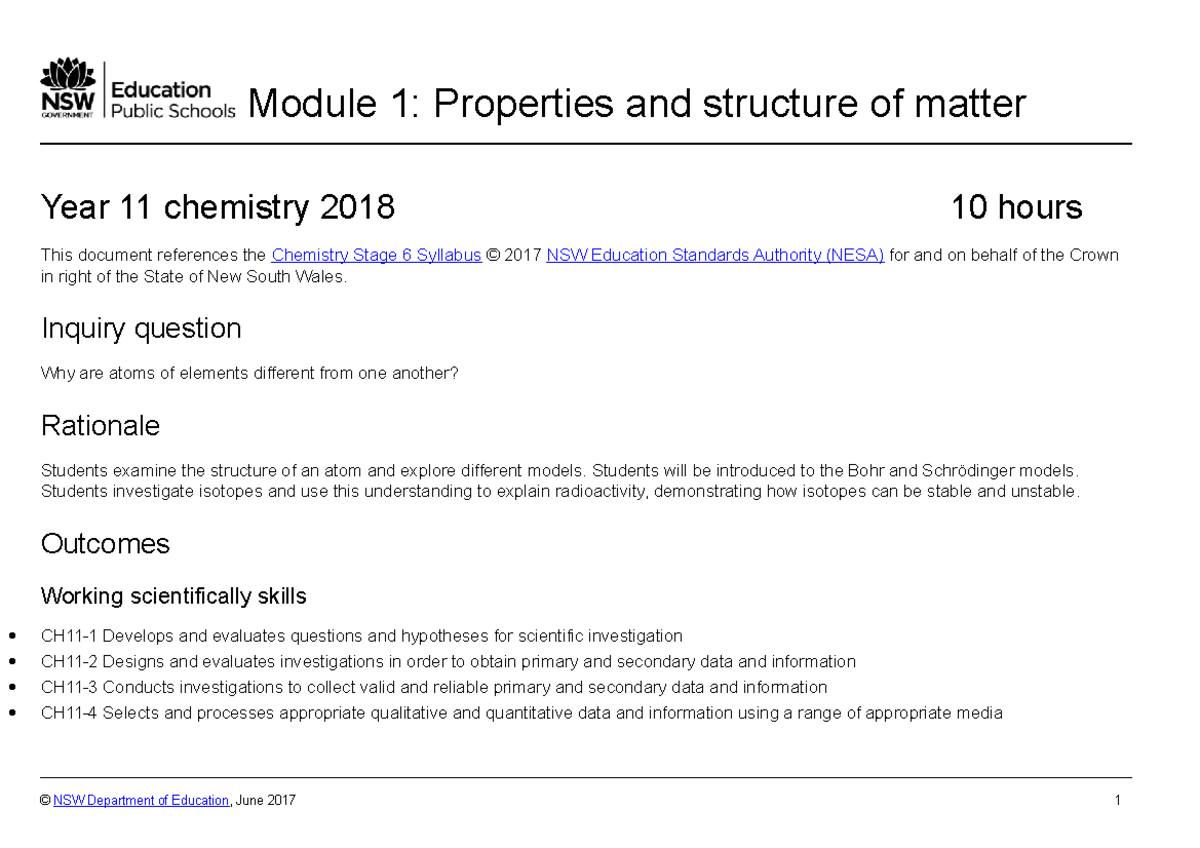 M1 properties structure of matter chemistry - Module 1: Properties and ...