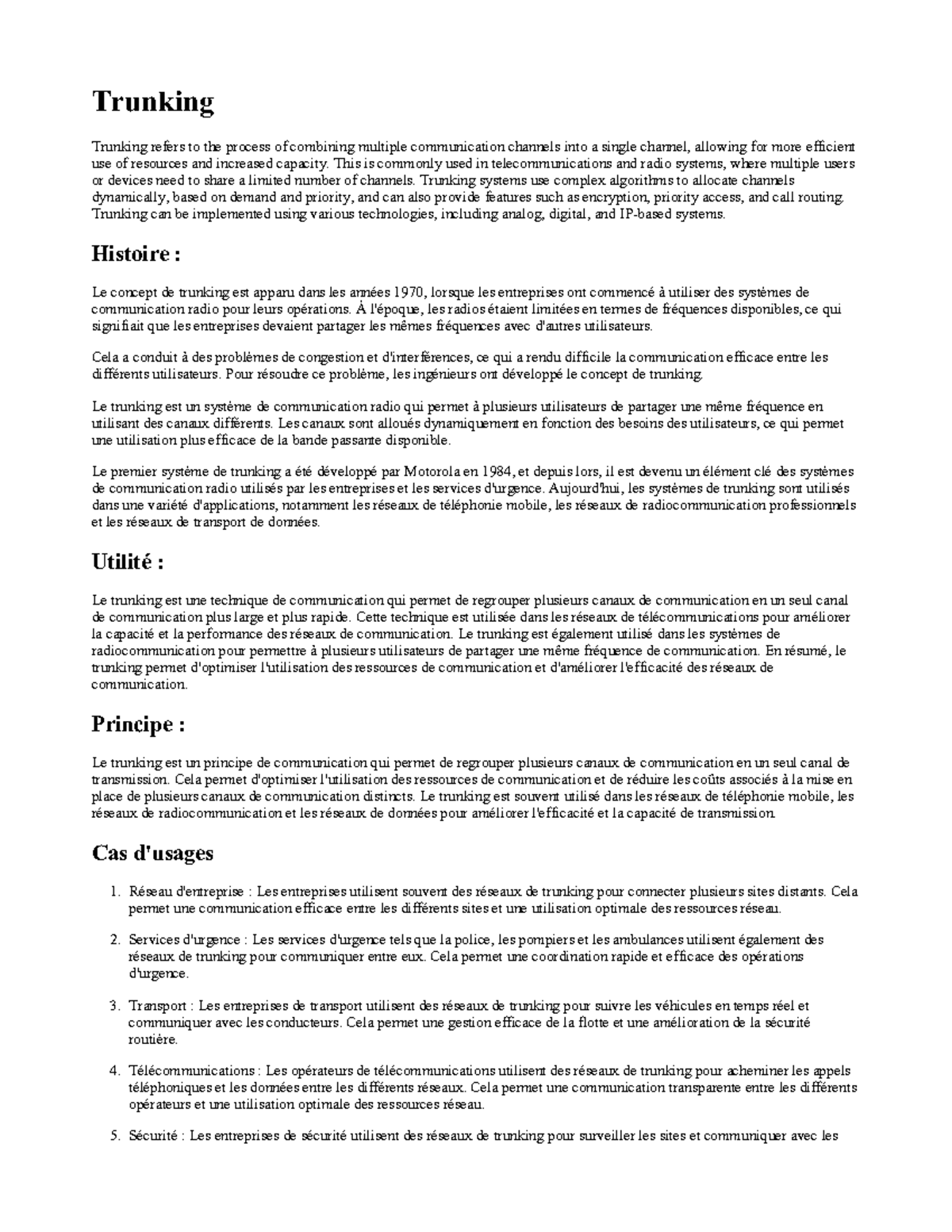 Trunking - description protocole - Trunking Trunking refers to the ...