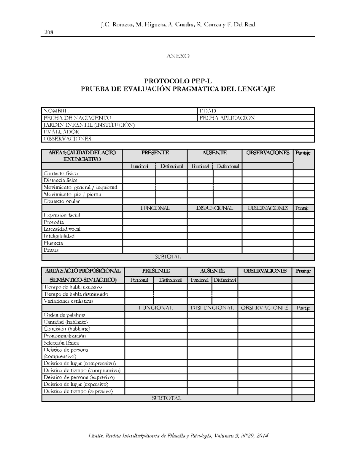 Protocolo PEP-L - trastorno de la comunicación en la infancia y adolescencia - Studocu