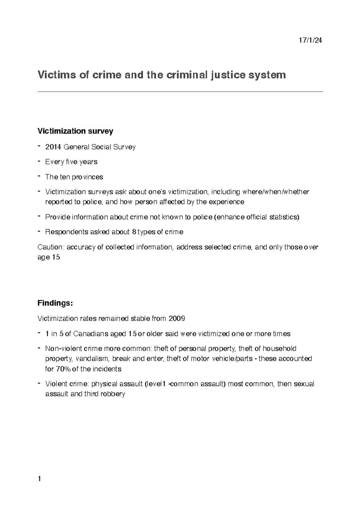 Topic 4 Class lecture - Victims of crime and the criminal justice ...