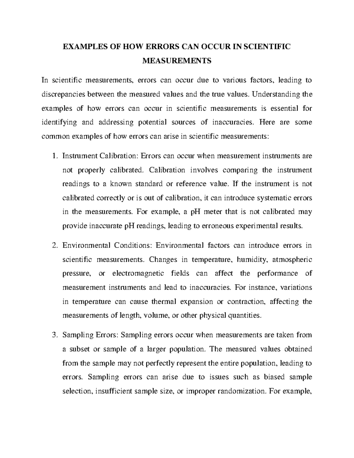 Examples OF HOW Errors CAN Occur IN Scientific Measurements - EXAMPLES ...
