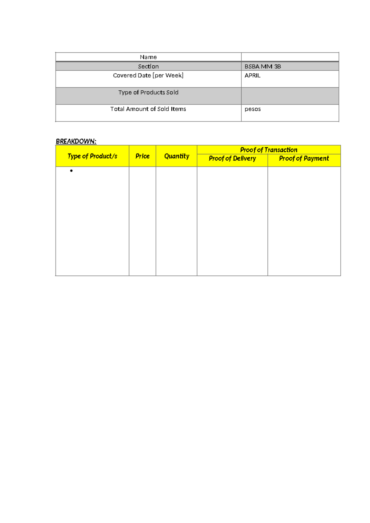 Template - Advance Financial Accounting and Reporting - Name Section ...