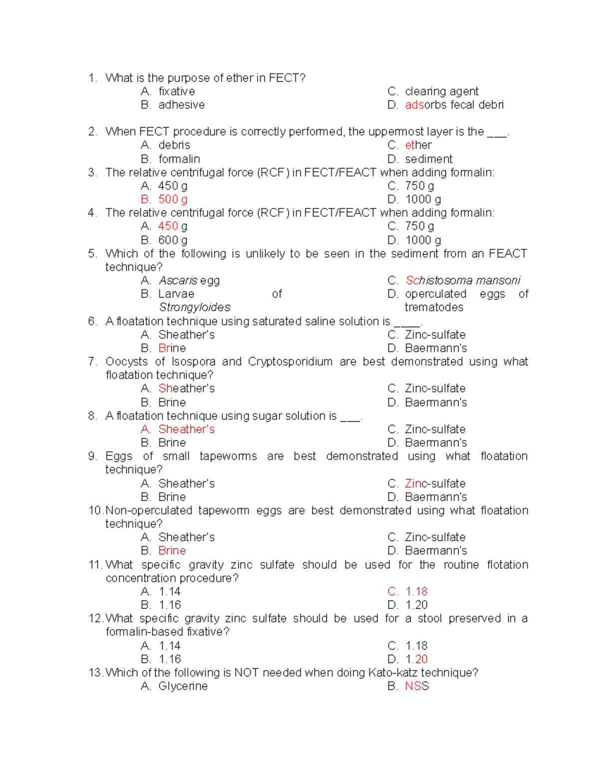 Diagnostic Parasitology MTLE Review Questions 4 - What is the purpose ...
