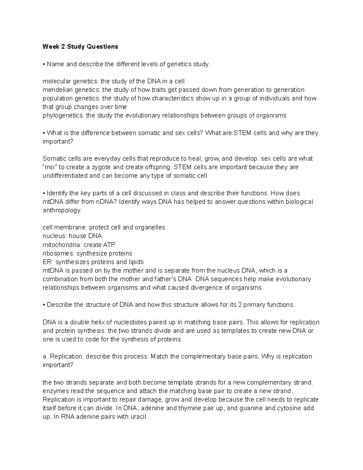 Week 2 Study Questions - Fall 2022 Semester, taught by Professor Paula ...