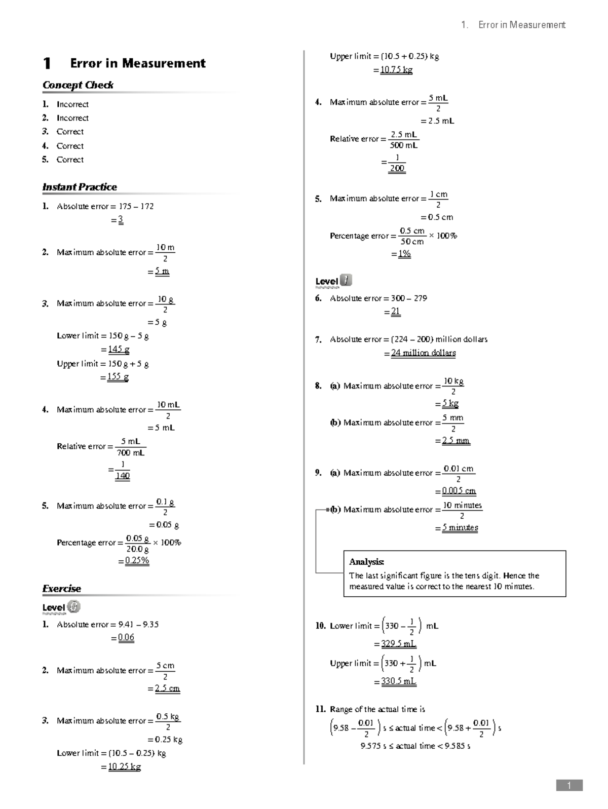 Solution Guide - Chapter 1 - 1. ErrorinMeasurement 11 Error in ...