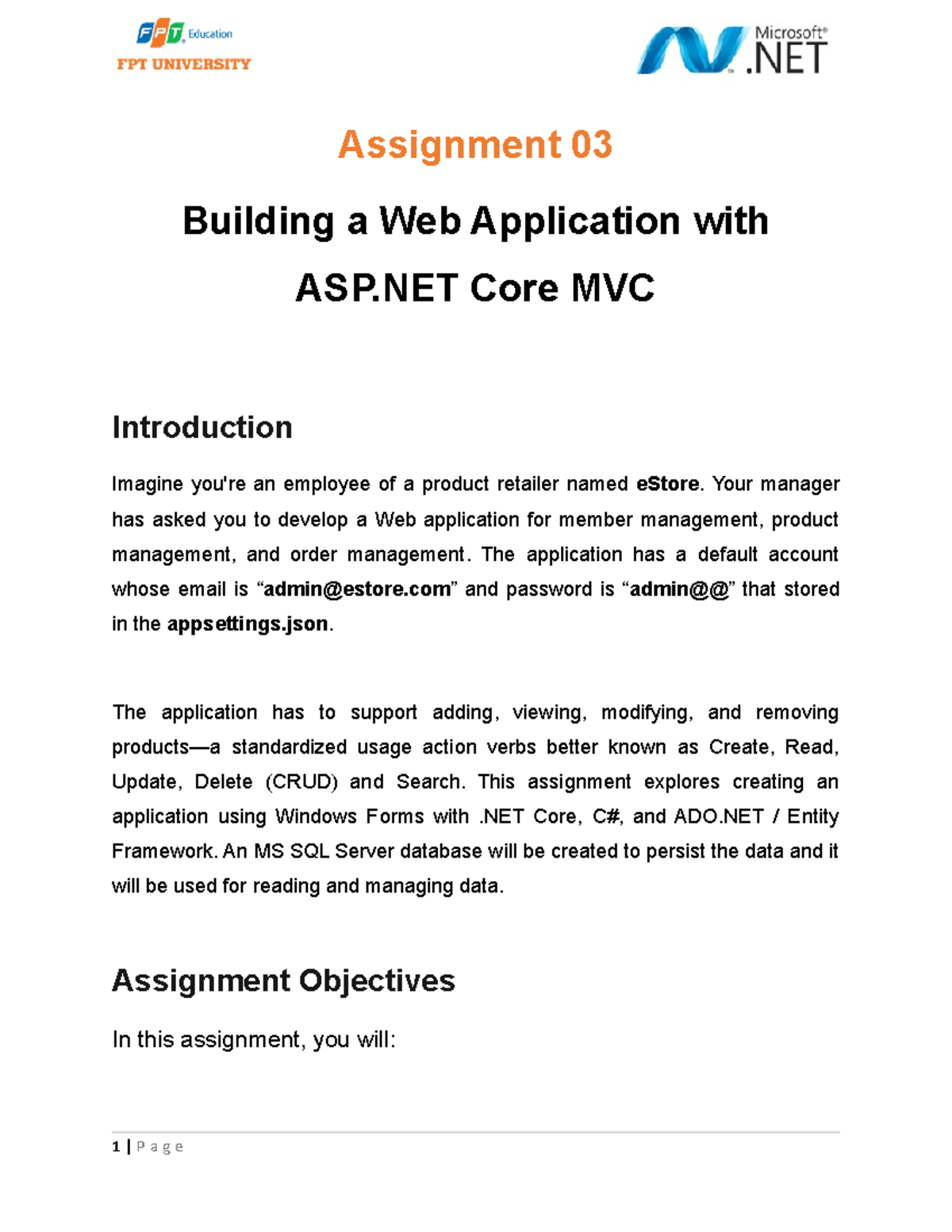 Assignment 03 e Store Management - Assignment 03 Building a Web Application with ASP Core MVC ...