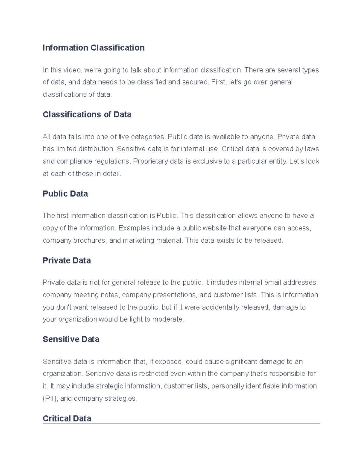 14.3.3 Information Classification - Information Classification In this ...