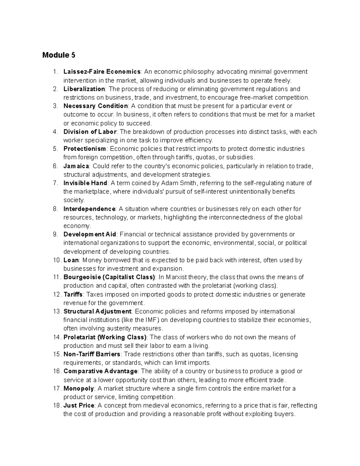 BCOR 1015 Exam 2 - Study Guide - Module 5 Laissez-Faire Economics: An ...