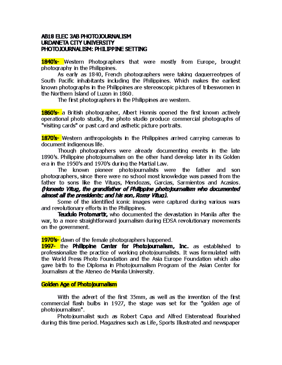 Photojournalism - AB 18 ELEC 3 AB PHOTOJOURNALISM URDANETA CITY ...