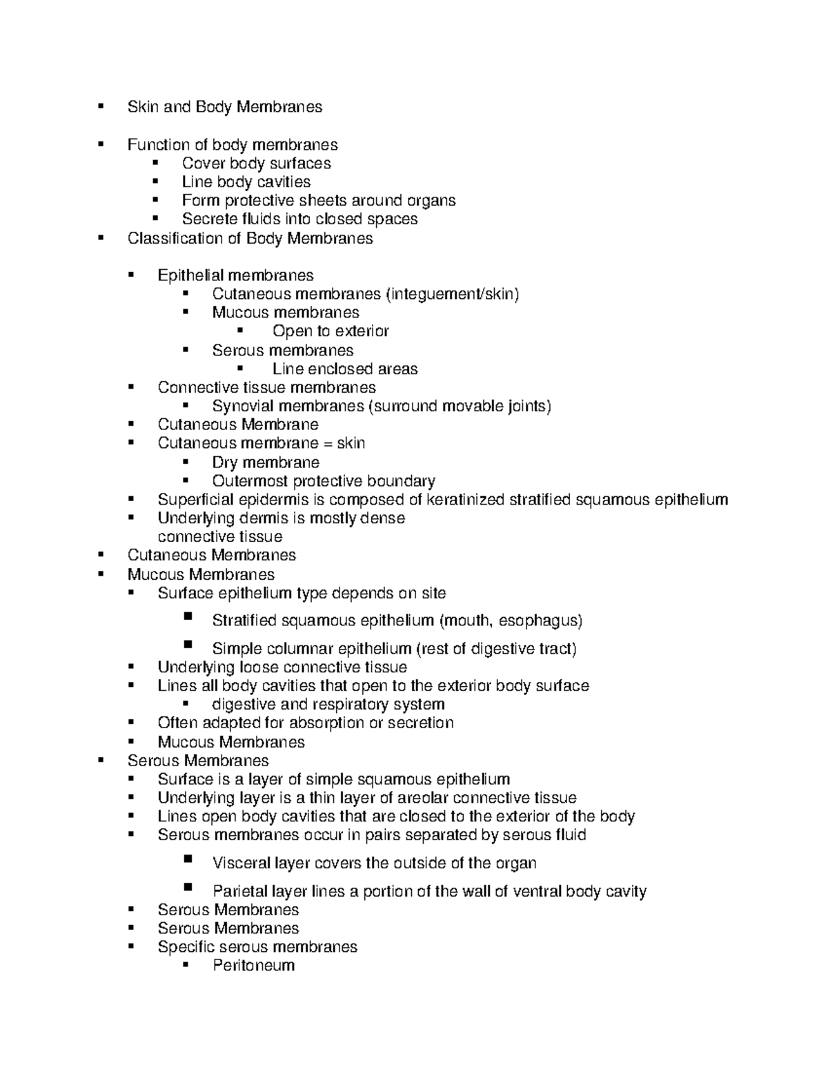 Skin and Body Membranes - Studocu
