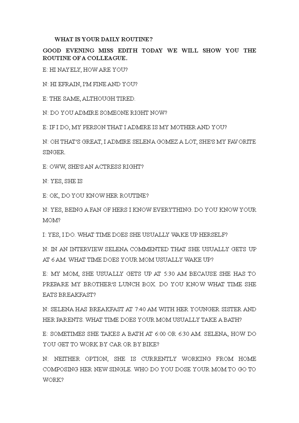 (AC-S11) Week 11 - tarea academica - WHAT IS YOUR DAILY ROUTINE? GOOD ...