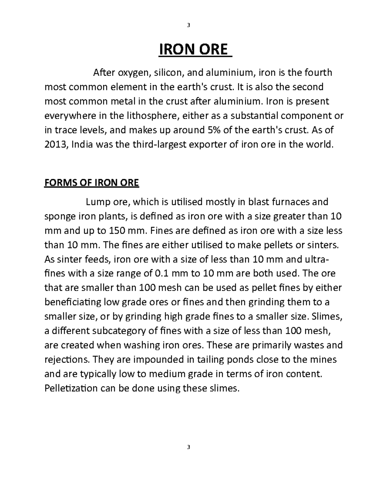 IRON ORE - notes regarding Iron ore - IRON ORE After oxygen, silicon ...