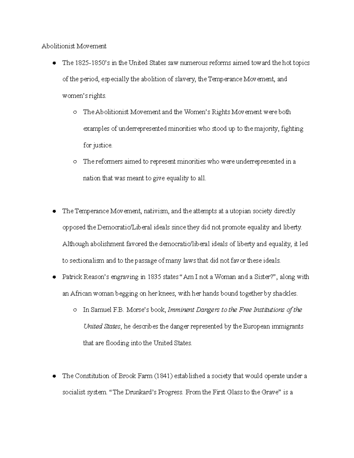 Abolitionist Movement Lecture Notes - Abolitionist Movement The 1825 ...