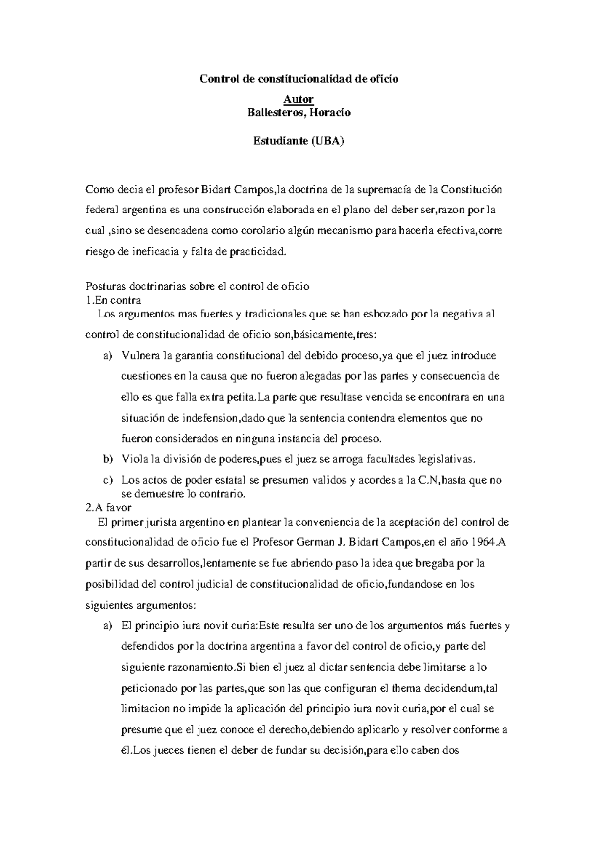 Ballesteros en Pdf - Control de constitucionalidad de oficio Autor Ballesteros, Horacio ...