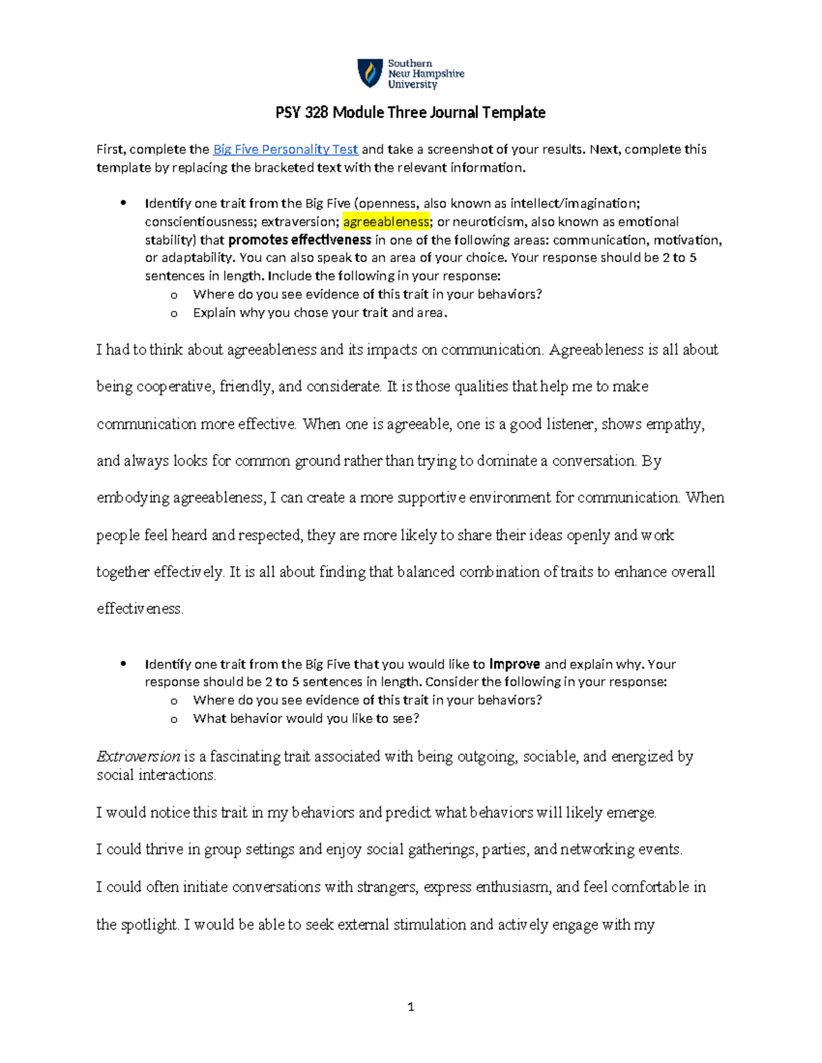 PSY 328 Module Three Journal Template (3) (2) - PSY 328 Module Three ...