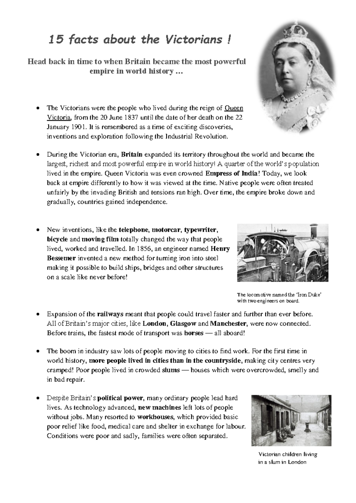 15 facts about the Victorians - 15 facts about the Victorians! Head ...