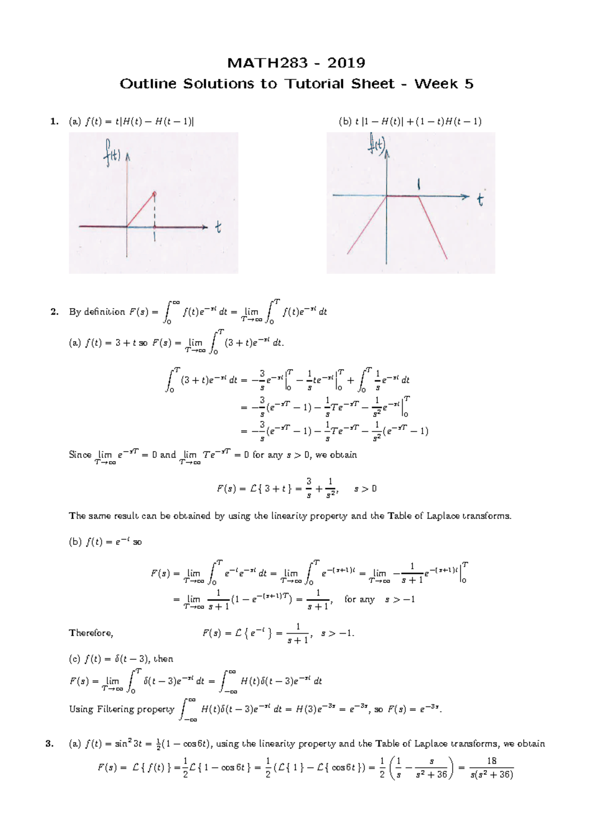 M283 TS05 Soln - Tutorial Solutions - MATH283 - 2019 Outline Solutions ...