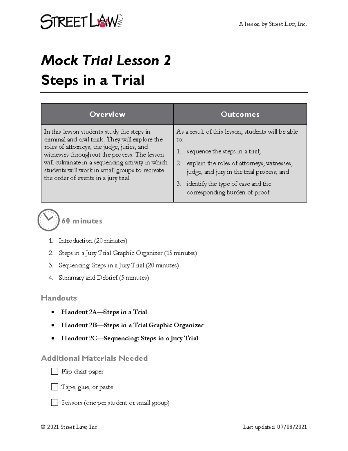 Chap 2 - steps in a trial - Pre law class - A lesson by Street Law, Inc ...