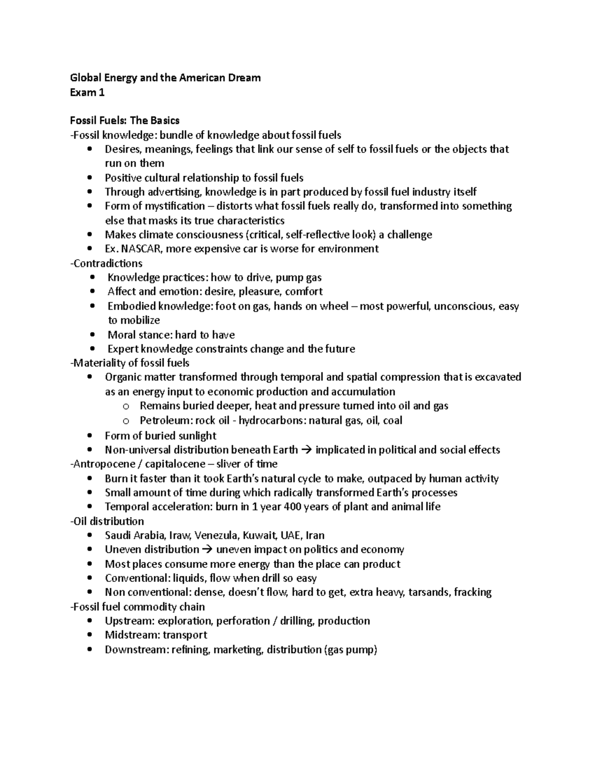 Global Energy and the American Dream Study Guide - Global Energy and ...