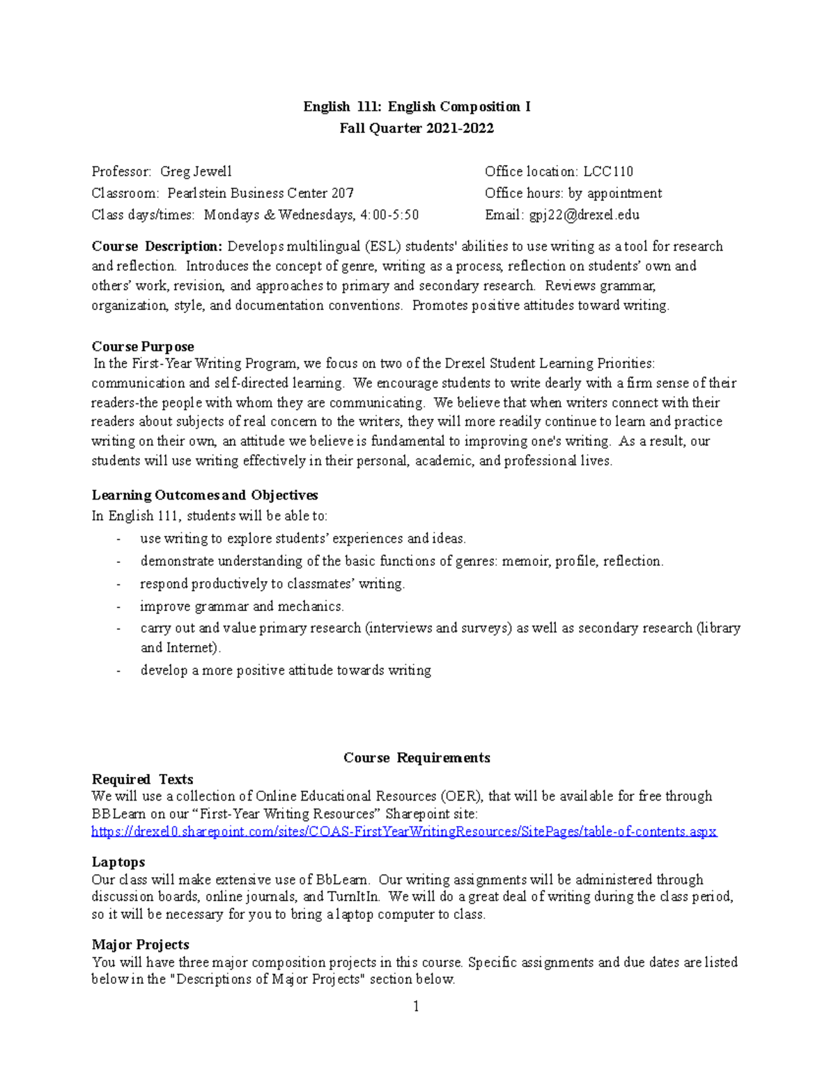 ENGL 111 Syllabus - it is homework. - English 111: English Composition ...