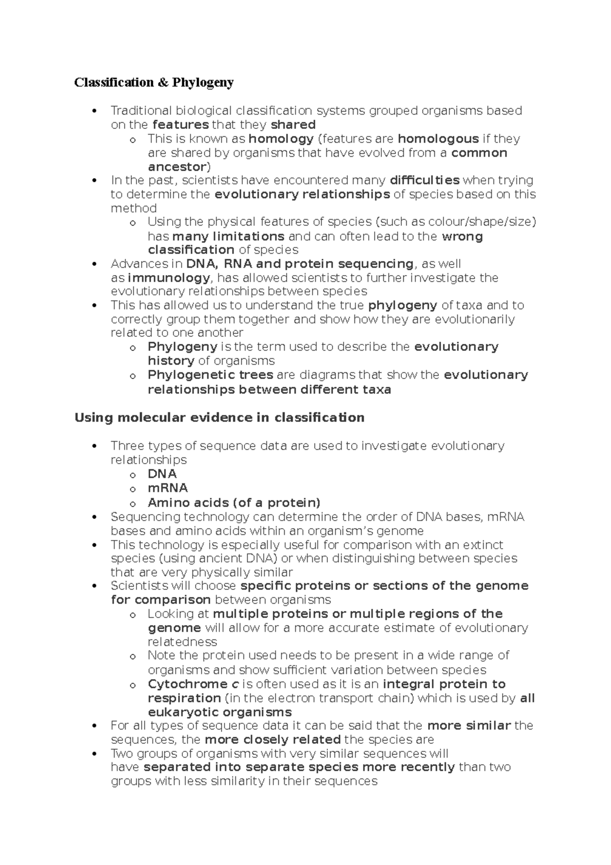 Classification - lecture notes - Classification & Phylogeny Traditional ...